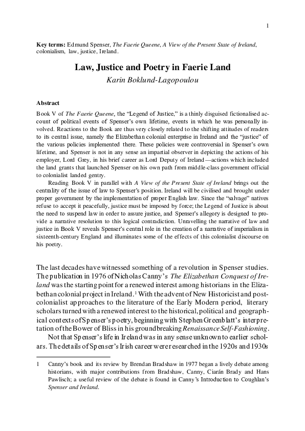 (PDF) Law, Justice and Poetry in Faerie Land
