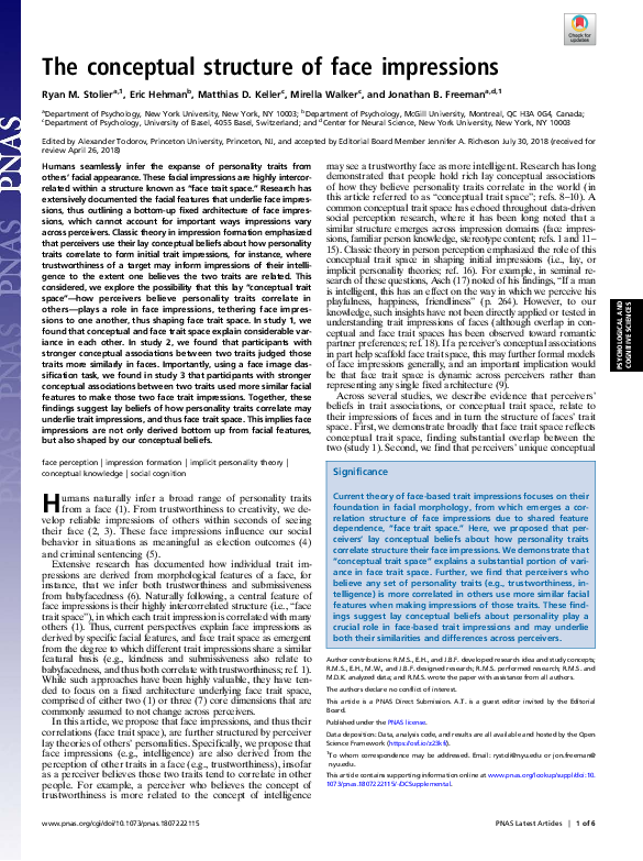 (PDF) The conceptual structure of face impressions