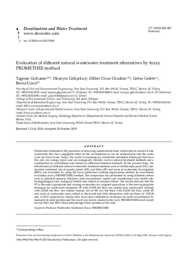 (PDF) Evaluation of different natural wastewater treatment alternatives ...