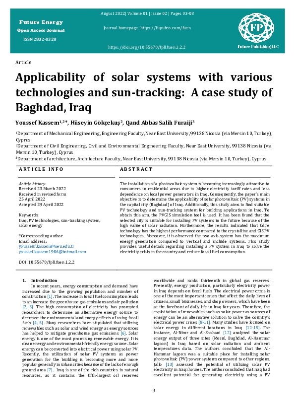 (PDF) Applicability of solar systems with various technologies and sun ...