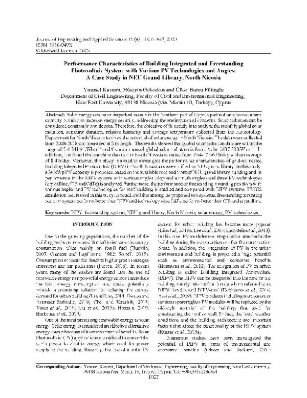 (PDF) Performance Characteristics of Building Integrated and ...