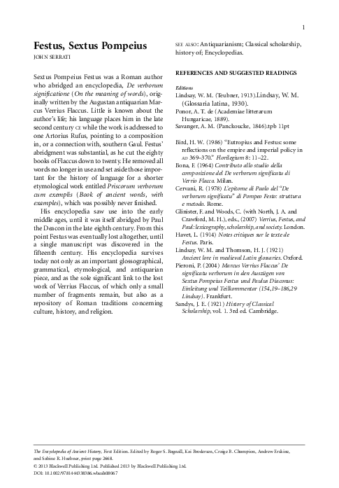 (PDF) Festus, Sextus Pompeius