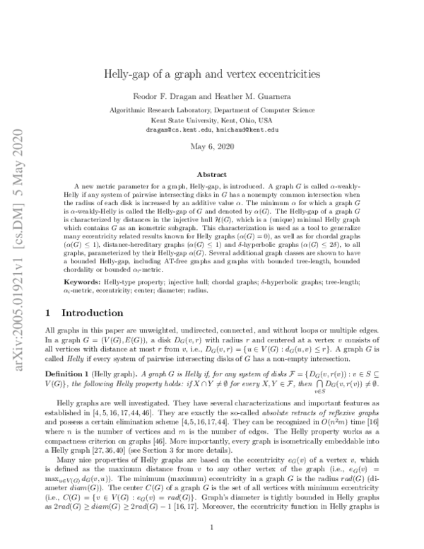 (PDF) Helly-gap of a graph and vertex eccentricities