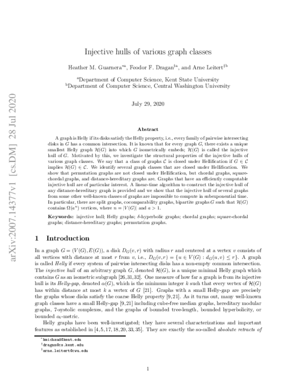 (PDF) Injective hulls of various graph classes