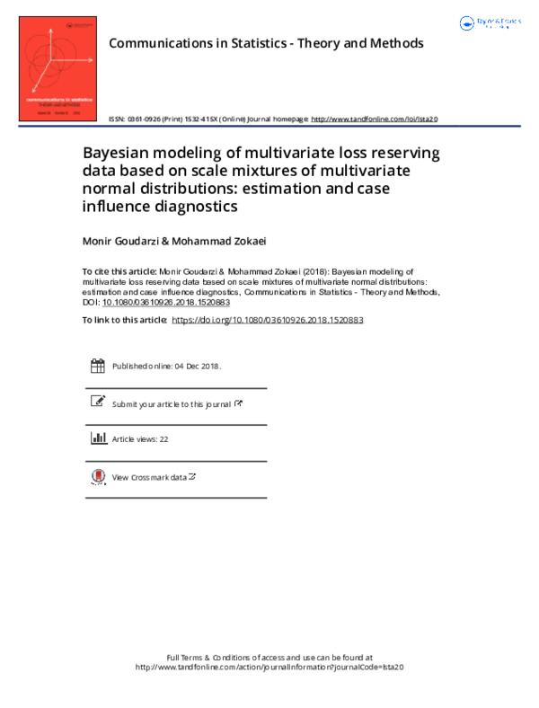Pdf Bayesian Modeling Of Multivariate Loss Reserving Data Based On