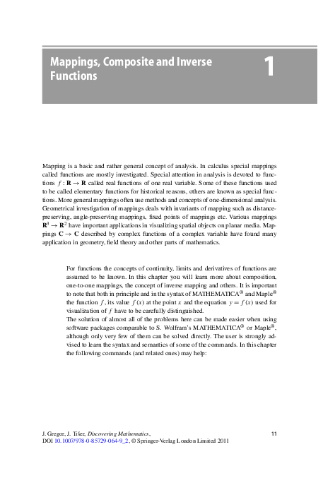(PDF) Mappings, Composite and Inverse Functions
