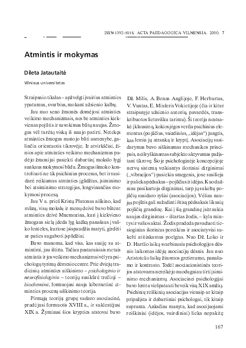 (PDF) Atmintis ir mokymas