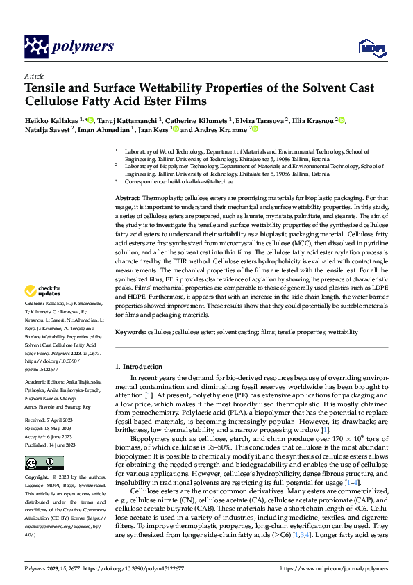 (PDF) Tensile and Surface Wettability Properties of the Solvent Cast ...