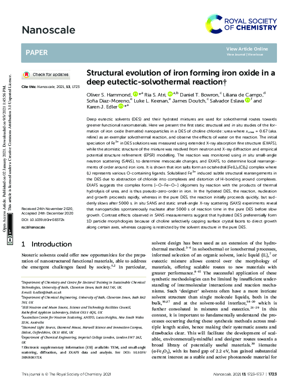 (PDF) Structural evolution of iron forming iron oxide in a deep ...