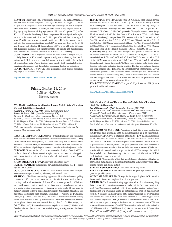 (PDF) Cervical Center of Rotation Using a Mobile Axis of Rotation Total ...
