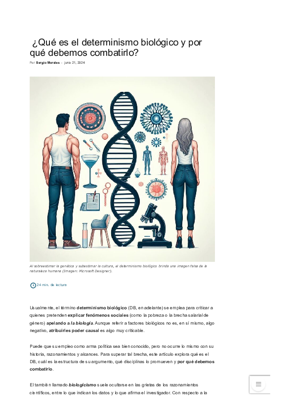 (PDF) ¿Qué es el determinismo biológico y por qué debemos combatirlo ...