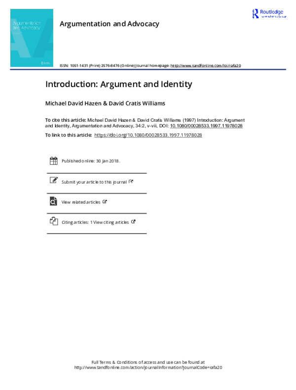 (PDF) Introduction: Argument and Identity