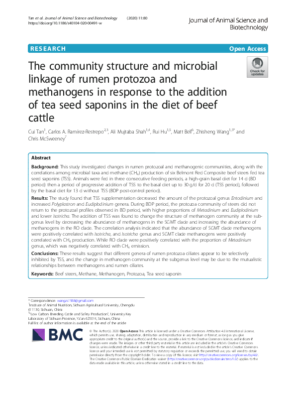 (PDF) The community structure and microbial linkage of rumen protozoa and methanogens in ...