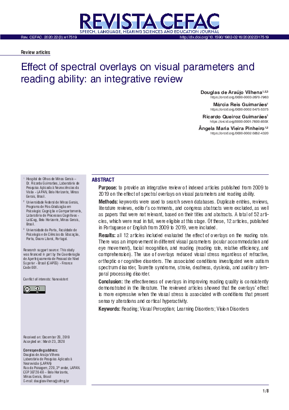 (PDF) Effect of spectral overlays on visual parameters and reading ...