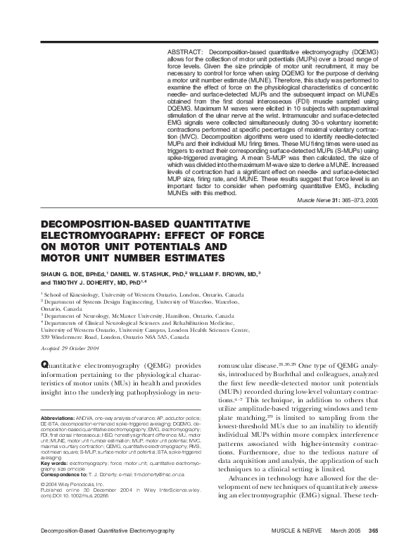 (PDF) Decomposition-based quantitative electromyography: Effect of ...