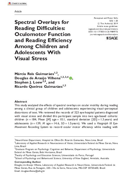 (PDF) Spectral Overlays for Reading Difficulties: Oculomotor Function ...