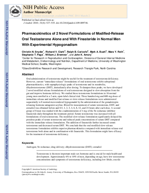 (PDF) Modified-Release Testosterone Formulations: Pharmacokinetic Study