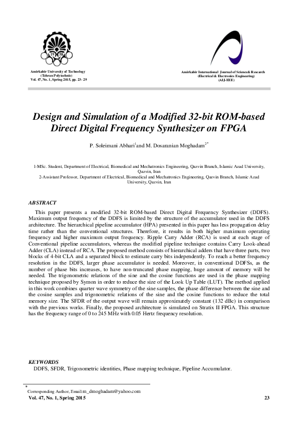 Pdf Design And Simulation Of A Modified 32 Bit Rom Based Direct