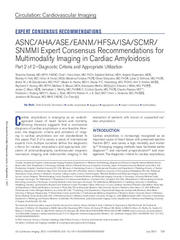 (PDF) ASNC/AHA/ASE/EANM/HFSA/ISA/SCMR/SNMMI Expert Consensus Recommendations for Multimodality ...