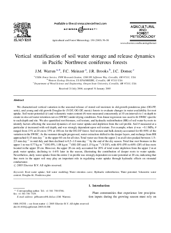 (PDF) Vertical stratification of soil water storage and release ...