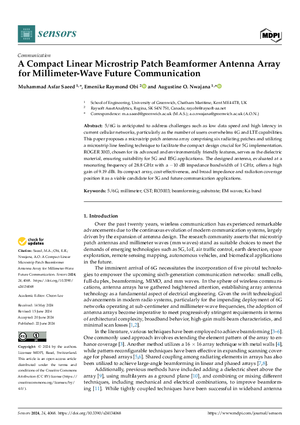 (PDF) A Compact Linear Microstrip Patch Beamformer Antenna Array for ...