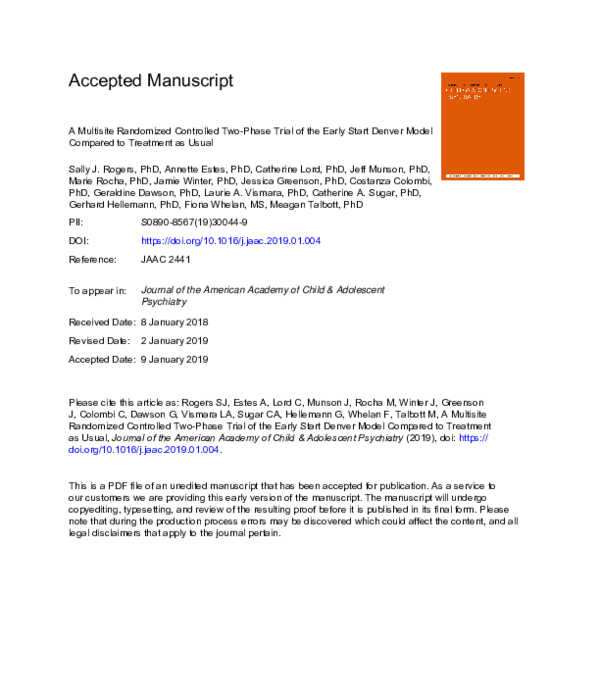 (PDF) A Multisite Randomized Controlled Two-Phase Trial of the Early ...