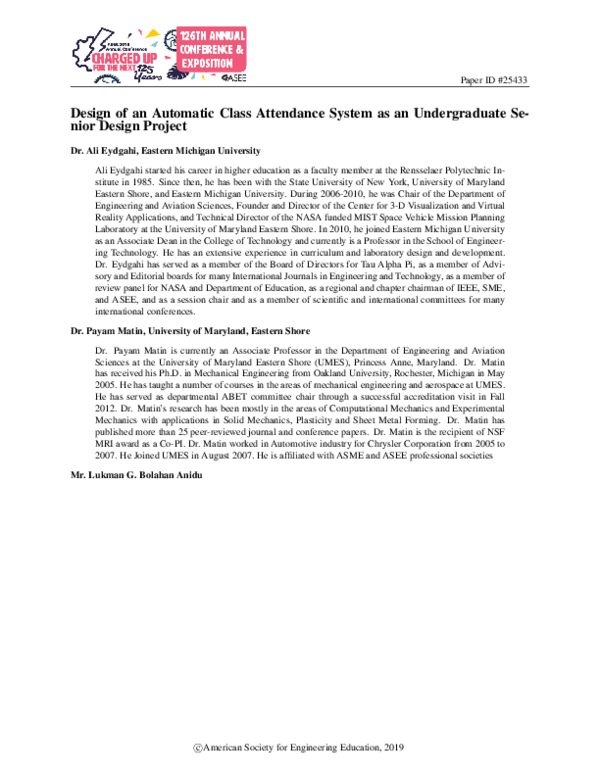 (PDF) Design of an Automatic Class Attendance System as an ...
