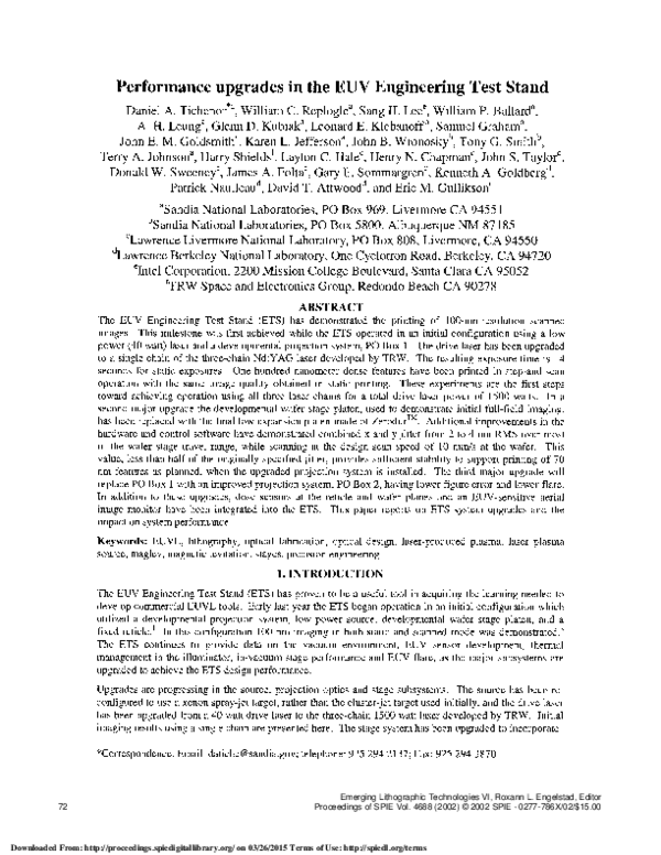 (PDF) Performance upgrades in the EUV engineering test stand