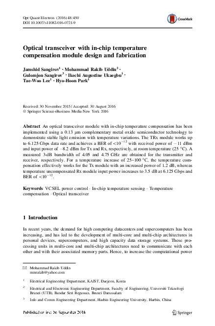 (PDF) Optical transceiver with in-chip temperature compensation module ...