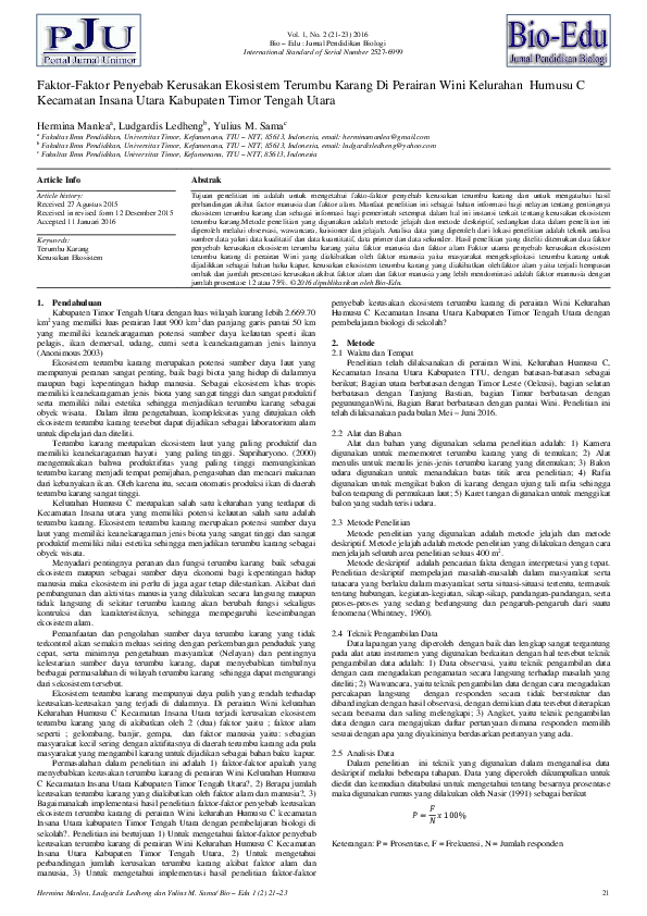 (PDF) Faktor-Faktor Penyebab Kerusakan Ekosistem Terumbu Karang Di ...