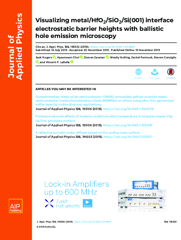 (PDF) Visualizing metal/HfO2/SiO2/Si(001) interface electrostatic barrier heights with ballistic ...