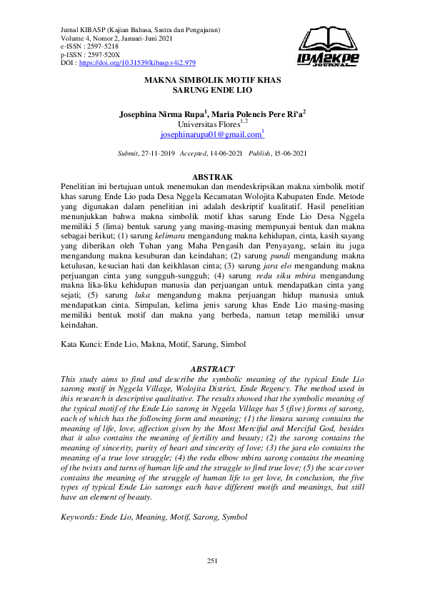 (PDF) Makna Simbolik Motif Khas Sarung Ende Lio