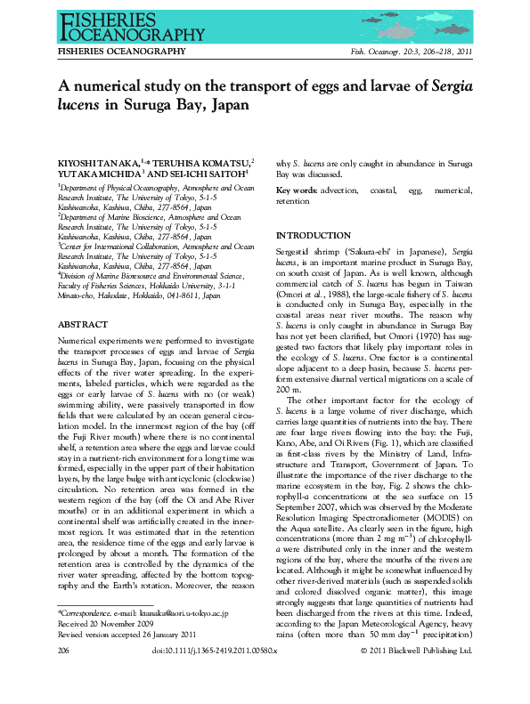 (PDF) A numerical study on the transport of eggs and larvae of Sergia ...