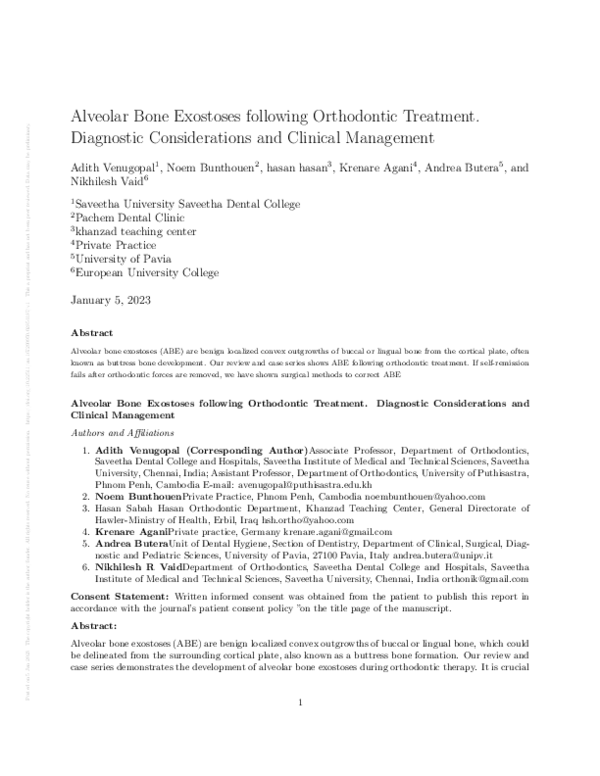 (PDF) Alveolar Bone Exostoses following Orthodontic Treatment ...