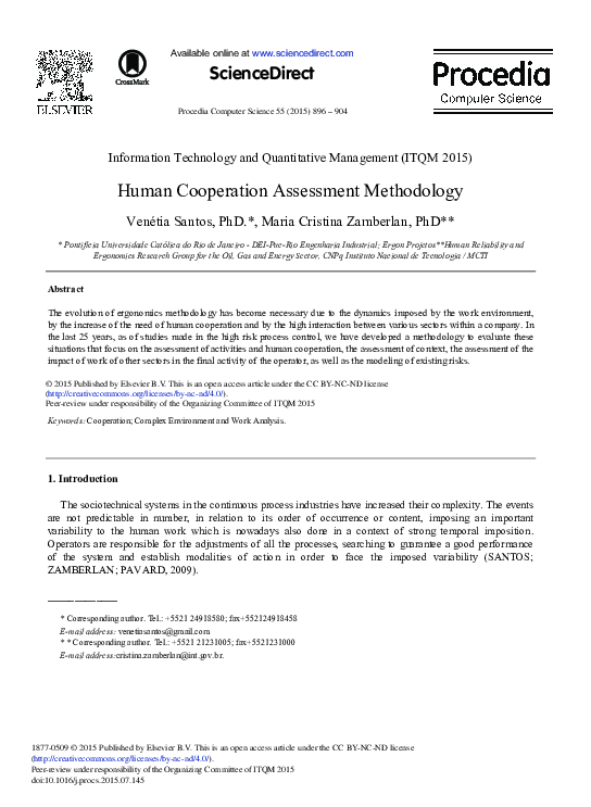 (PDF) Human Cooperation Assessment Methodology