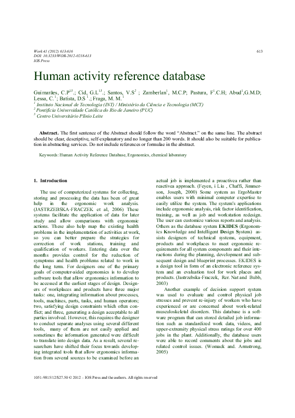 Human activity reference database
