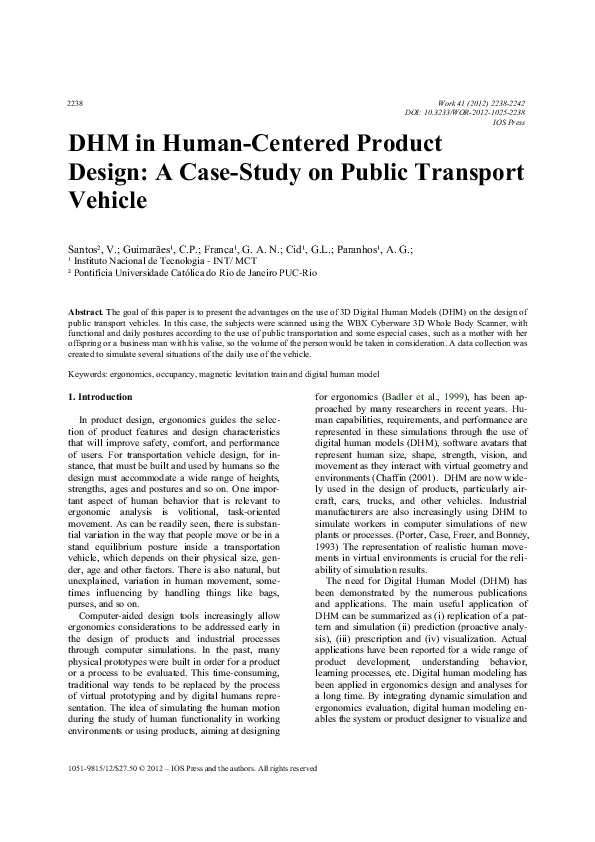 (PDF) DHM in Human-Centered Product Design: A Case-Study on Public ...