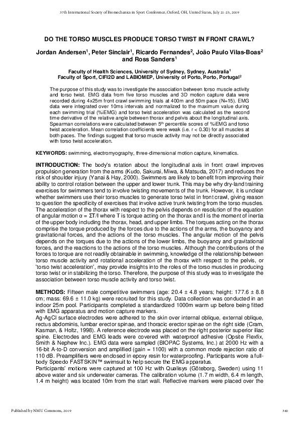 (PDF) Do the torso muscles produce torso twist in front crawl