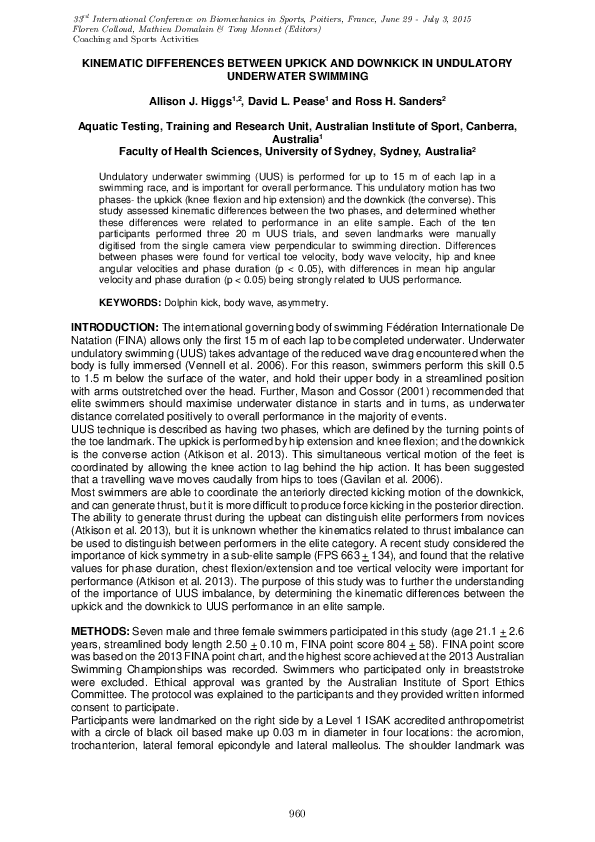 (PDF) Kinematic Differences Between Upkick and Downkick in Undulatory ...