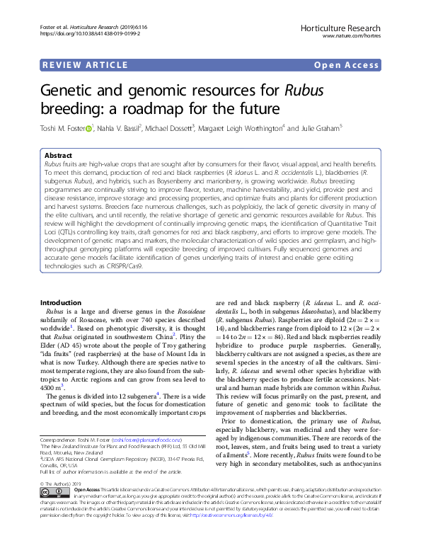 (PDF) Genetic and genomic resources for Rubus breeding: a roadmap for ...