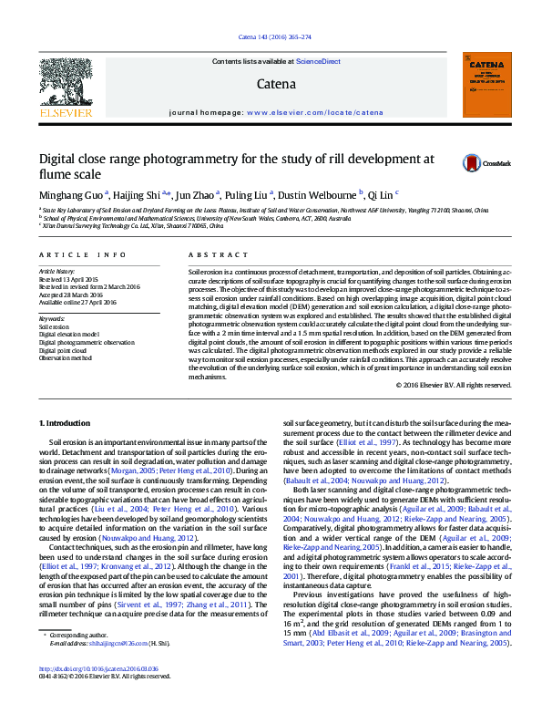 (PDF) Photogrammetry for Monitoring Soil Erosion