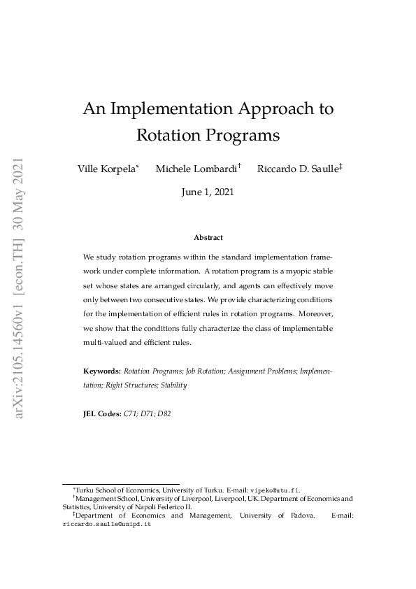 (PDF) An Implementation Approach to Rotation Programs