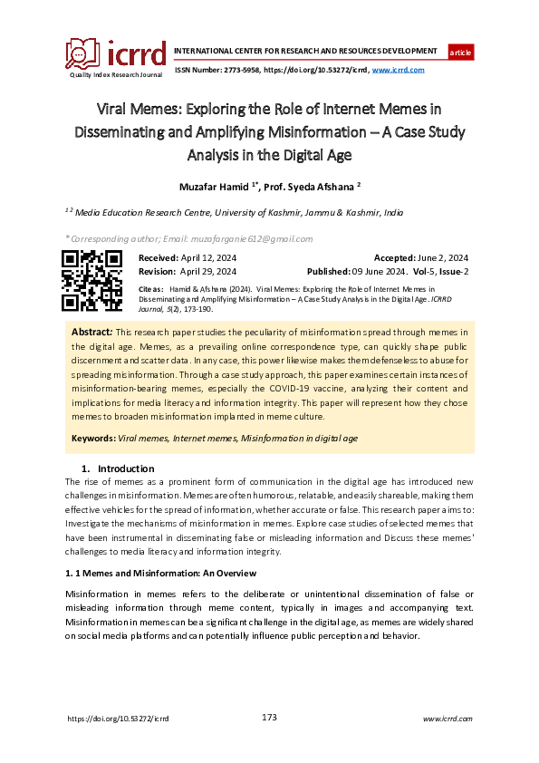 (PDF) Viral Memes: Exploring the Role of Internet Memes in ...