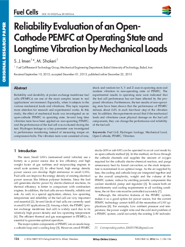 (PDF) Reliability Evaluation of an Open-Cathode PEMFC at Operating State and Longtime Vibration ...