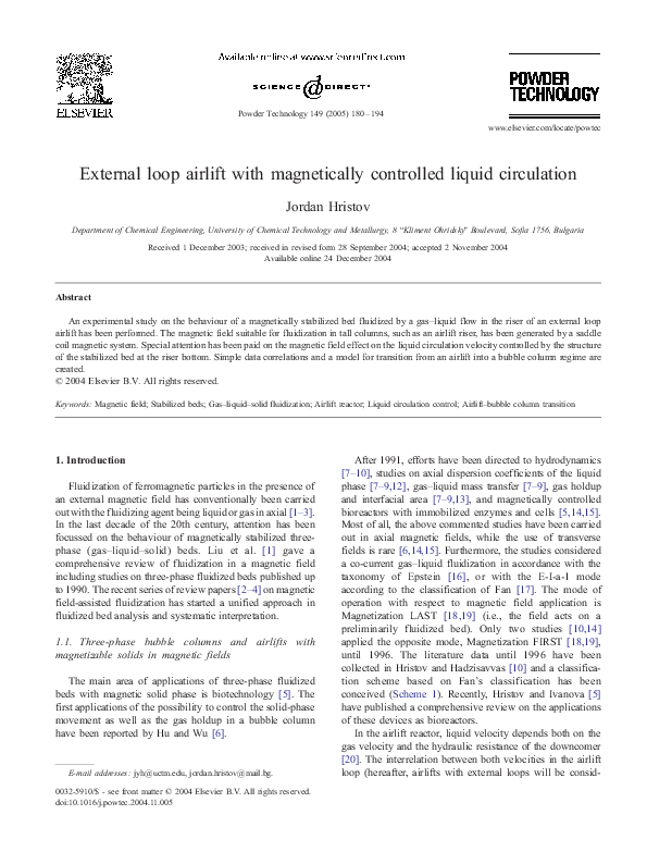 (PDF) External loop airlift with magnetically controlled liquid circulation