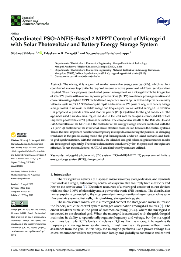 (PDF) Coordinated PSO-ANFIS-Based 2 MPPT Control of Microgrid with ...