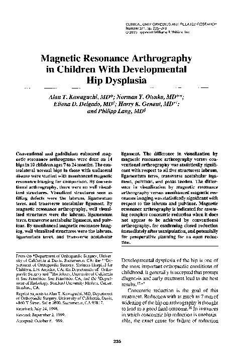 (PDF) Magnetic Resonance Arthrography in Children With Developmental ...