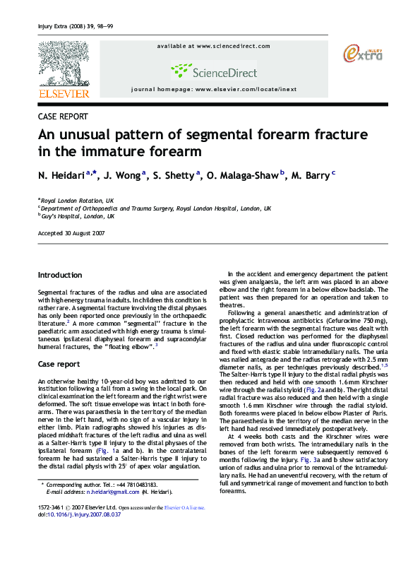 (PDF) An unusual pattern of segmental forearm fracture in the immature ...