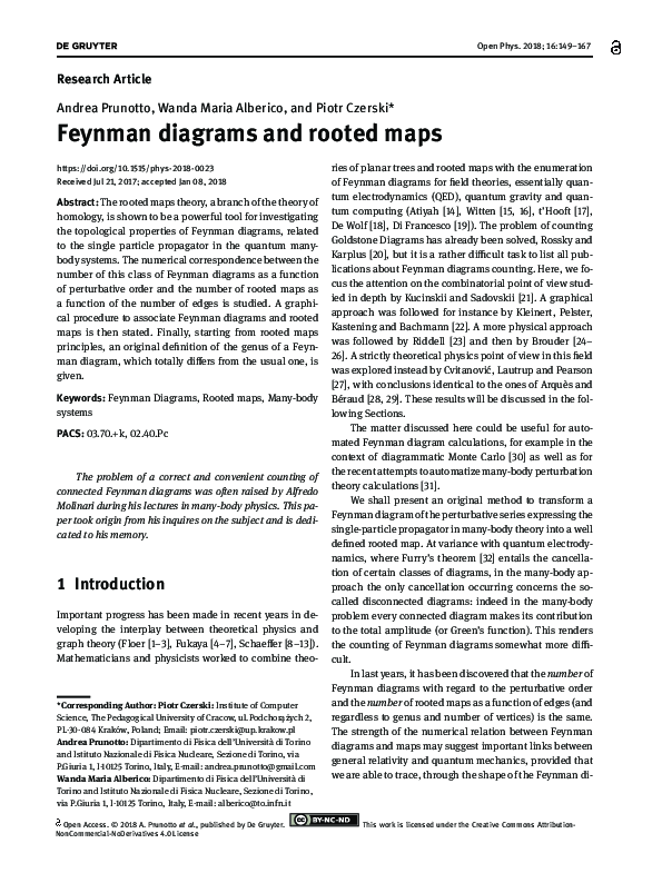 (PDF) Feynman diagrams and rooted maps