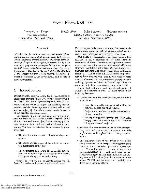 (PDF) Secure network objects